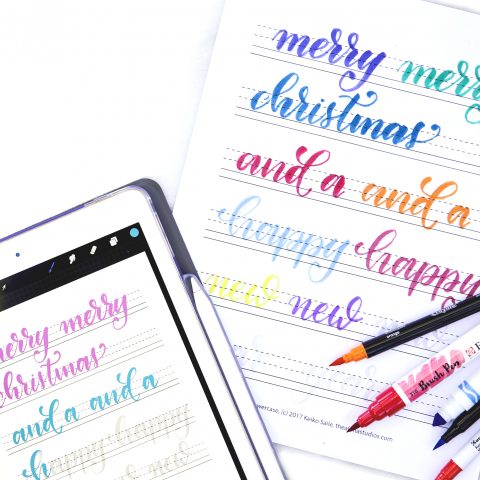 Holiday themed lettering practice sheet – Keiko Saile – The Aloha Studios