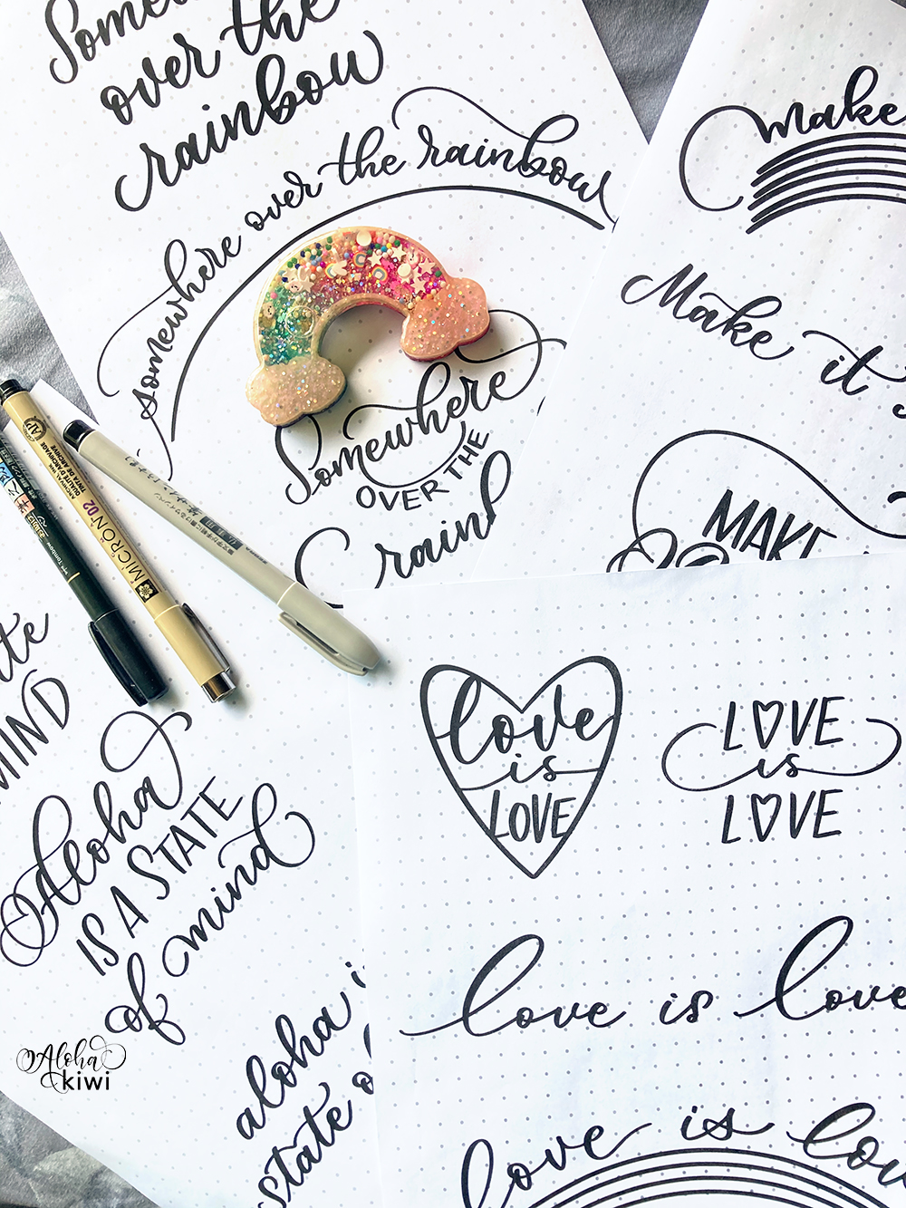 Lettering practice sheets – Keiko Saile – The Aloha Studios