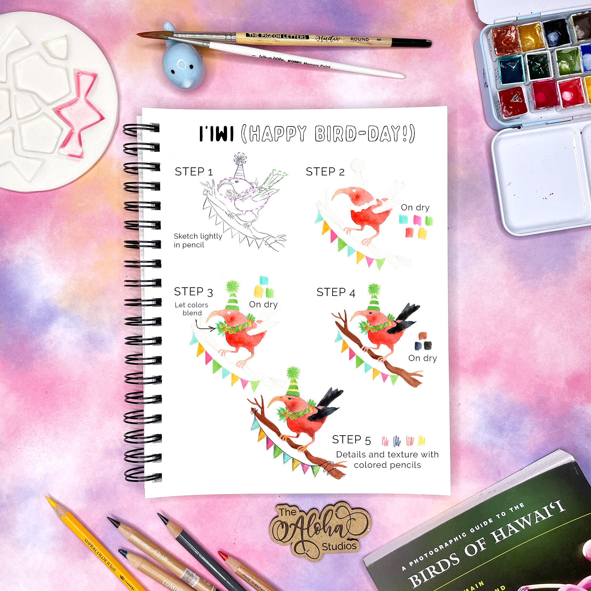 Hawaiian birds tutorials – Keiko Saile – The Aloha Studios